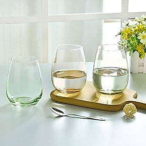 Colored Stemless Wine Glass Set of 6, Vibrant Splash Wine Glasses with Colored Bottom for Women Men Friends Sister, Good Gift Idea for Festival Wedding Birthday Party, 15 Oz