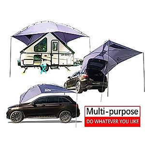 Versatility Camping Tent for Truck Bed,SUV RVing, Van,Trailer and Overlanding Portable Teardrop Awning Canopy Tear Resistant Tarp with 2 Sandbag