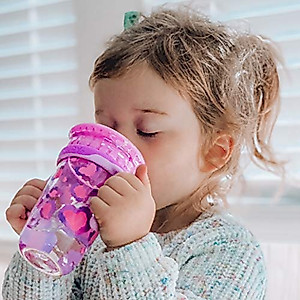 Nuby 360 Edge 2 Stage Drinking Rim Cup with Removable Handles & hygienic Cover: 10 Oz/ 300 Ml, 12M+, Leopard, Purple (80810)