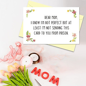 Arsagen Humorous Mother's Day Card, At Least Not From Prison Card, Funny Birthday Card for Mom From Son Daughter