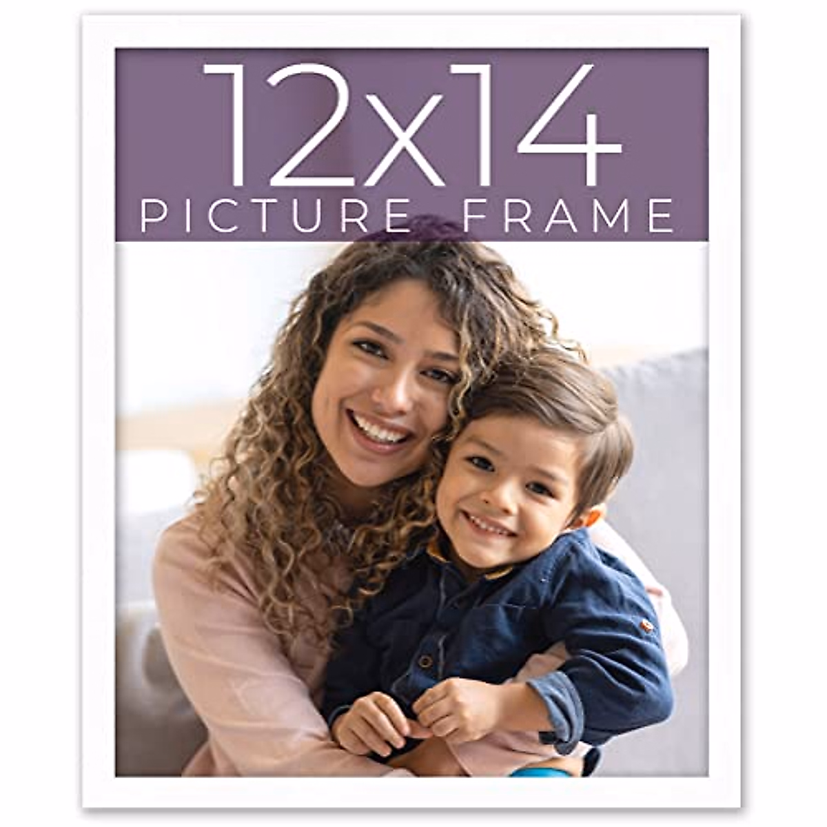 12x14 Frame White Real Wood Picture Frame Width 0.75 Inches | Interior Frame Depth 0.5 Inches | White Mid Century Photo Frame Complete with UV Acrylic, Foam Board Backing & Hanging Hardware
