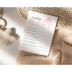 Pink Elephant Wishes for Baby, 20 Pack – Cute Words of Wisdom for Baby Girls, Baby Shower Game Planning, Guest Book Alternative, Parents Keepsake Activity, Wishing Well Birthday Ideas