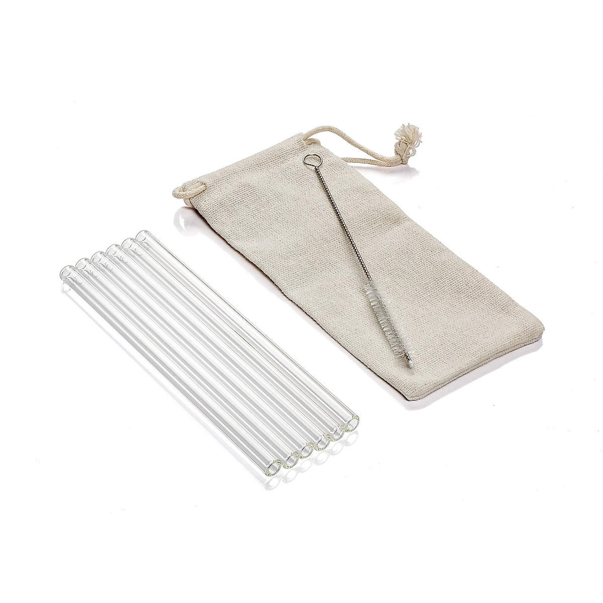 Simplifi It Clear Glass Cocktail Straw Set with Nylon Cleaning Brushes (8 PC.) - SI-SGL6-8C
