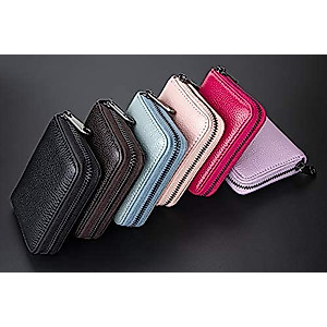 Aiyo Fashion Genuine Leather Credit Card Holder Wallet RFID Blocking Secure Card Case ID Case Organizer Zipper Wallet (A-Classic Black)