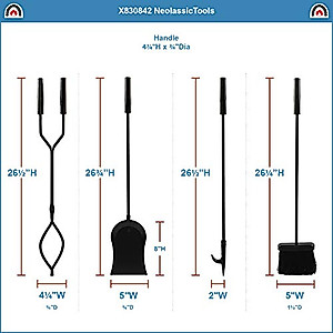 Minuteman International Neoclassic 5-piece Fireplace Tool Set, Black, Round Base
