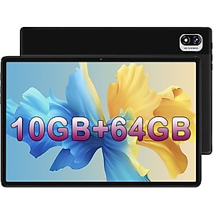 DUODUOGO Tablet 10 inch, Octa core Android Tablet with 10GB+64GB/1 TB Expansion, 5G WiFi, 5MP Dual Camera, 6000mAh, Split-Screen, Widevine L1, 10 inch Tablet PC - Black