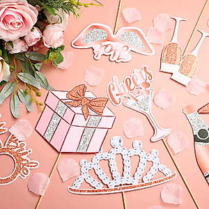 26 Pieces Bridal Shower Wedding Photo Booth Props Bachelorette Photo Props Rose Gold Pink Future Wife Party Decorations for Bridal Shower Out Hen Party Gift Accessories