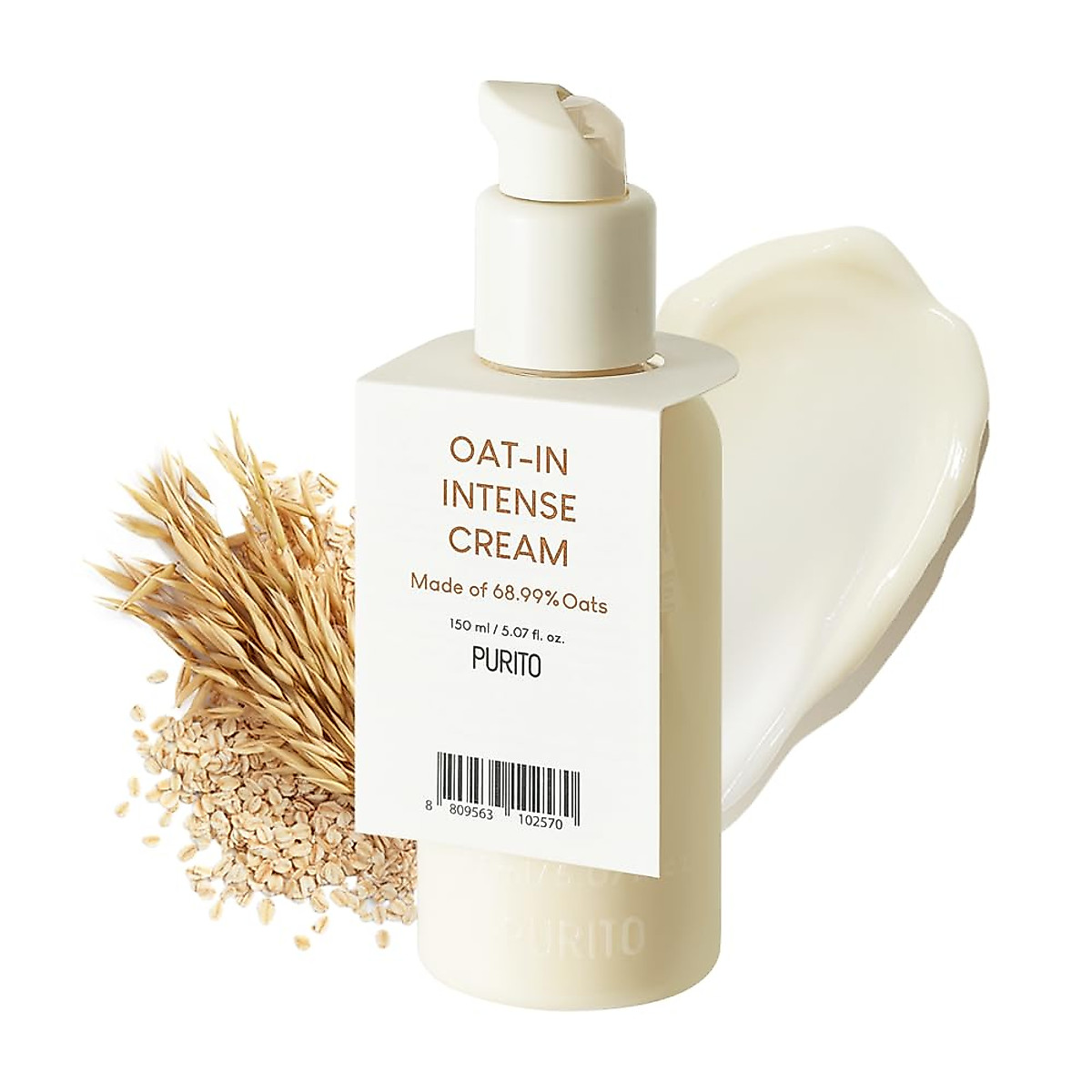 PURITO Oat-in Intense Cream 150ml / 5.07 fl. oz, Vegan Ingredients, Cruelty-Free, Facial cream