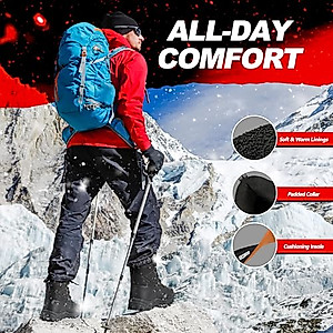 R CORD Mens Winter Boots Waterproof Insulated Snow Boots for Men Winter Boots for Men Insulated Winter Hiking Boots High Traction Black Size 8.5