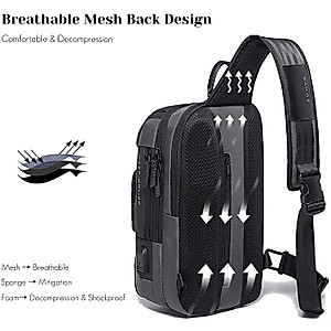 Uaskmeyt Sling Backpack Men Sling Bag Crossbody Shoulder Bag Water Resistant Travel Daypack for Hiking Camping Outdoor Trip