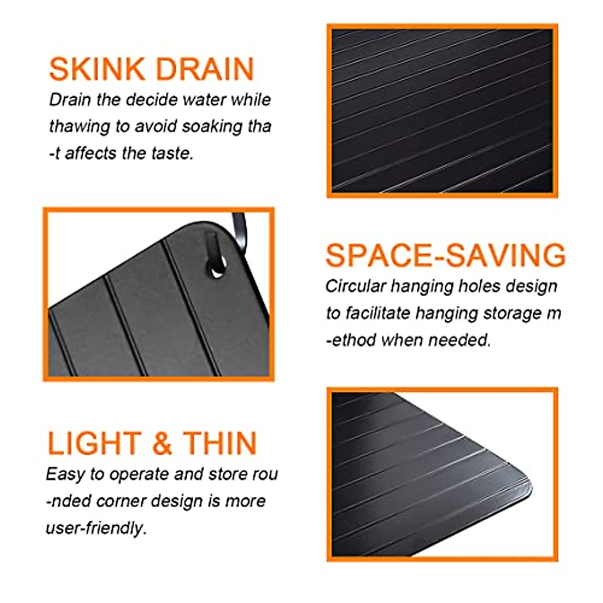 Quick Thaw Plate - Frozen Food Steak Meat Vegetable Fruit Natural Quick Thaw Pad Fast and Safe No Microwave or Hot Water Required Kitchen Supplies