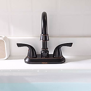 PARLOS Double-Handle Lavatory Faucet with Metal Drain Assembly and Supply Hose Lead-Free cUPC Bathroom Faucet Mixer Two-Handle Lavatory Vanity Utility Laundry Faucet Oil Rubbed Bronze, 13592