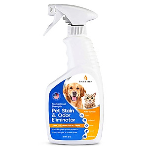Pet Stain Remover & Odor Eliminator Spray - Professional Strength Formula - Enzyme Powered Carpet Cleaner Solution - Natural Deodorizer - Bio-enzymatic - Dog, Cat Urine Destroyer - Dye Free 32oz Spay
