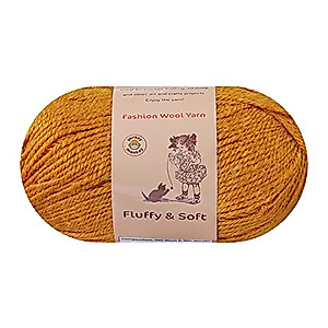 3-Pack Fluffy Wool Yarn by Yonkey Monkey. Lightweight and Soft. Knitting Crochet DIY Art Crafts (Turmeric 030)