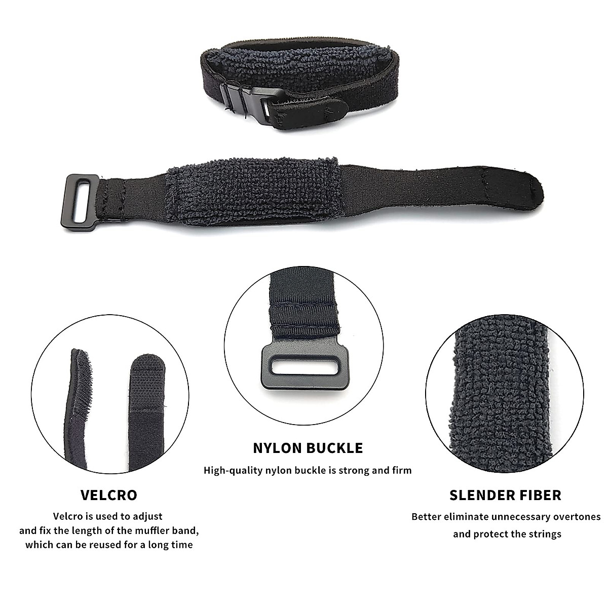 SAPHUE 2PCS Guitar String Mute Damper,Guitar String Cover Tape, Adjustable Bass Mute, Fingerboard Mute Tape, Musical Instrument Accessories（Black）