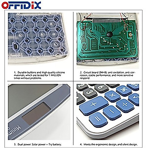 OFFIDIX Basic Office Calculators,Solar and Battery Dual Power Electronic Calculator Portable Large LCD Display Calculator Big Numbers Desktop Calculator (Big Size)