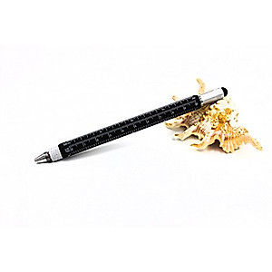 2PCS PACK 6 in 1 Screwdriver Tool Pen - Mini Multifunction Pen with Stylus, Flat and Phillips Screwdriver Bit, Bubble Level and inch cm Ruler all in one (Model B, BLACK & GREY)