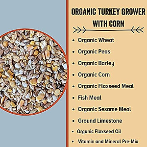Scratch and Peck Feeds Premium Organic Turkey Grower with Corn - 40-lbs - Non-GMO Project Verified and Certified Organic