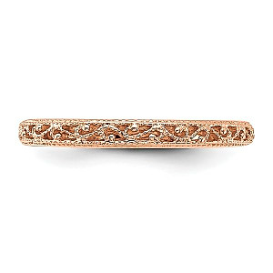 IceCarats 14K Rose Gold 3mm Antique Filigree Wedding Band Ring size 6