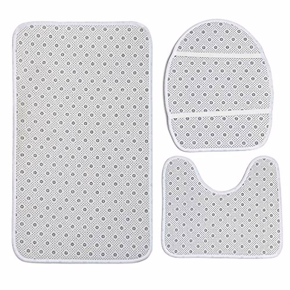 Christmas Bath Rugs for Bathroom Set 3 Piece Snowflake Red Green Diamond Plaid Non-Slip Washable Memory Foam Absorbent Bath Mat Rugs for Tub Shower,U-Shaped Toilet Floor Mats,Toilet Lid Cover