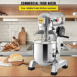 VEVOR Commercial Food Mixer, 10Qt Commercial Mixer with Timing Function, 450W Stainless Steel Bowl Heavy Duty Electric Food Mixer Commercial with 3 Speeds Adjustable, Perfect for Bakery Pizzeria