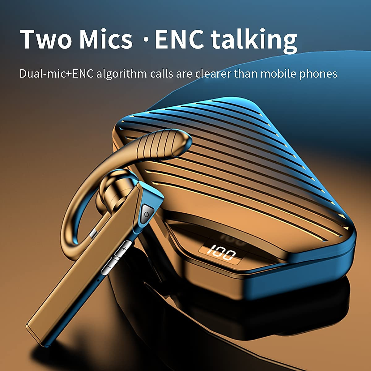 Bluetooth Earphones Suitable for Truck Drivers, Single Ear Bluetooth Earphones with Noise reducing Microphone, Suitable for Driving Business Offices for 120 Hours with Long Battery Life