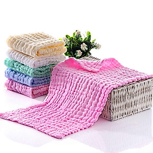 BELIZ Muslin Burp Cloths Baby Girl, Burping Cloths for Babies, Baby Diapers, 100% Organic Cotton Baby Washcloths, 6 Layers Large 20" X 10" Extra Absorbent Soft Unisex, (Multi Colors 5 Pack)