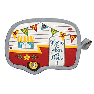 4 Piece Home Is Where We Park It Happy Camper Kitchen Towel Bundle, 2 Towels and 2 Potholders