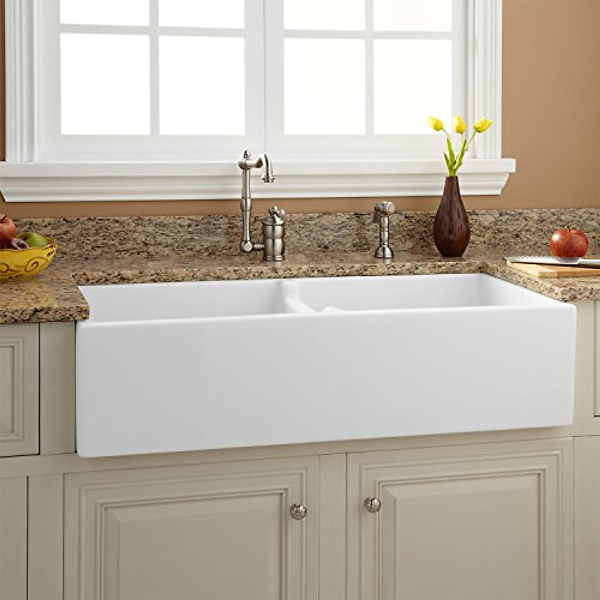 Signature Hardware 926907-39 Risinger 39" Double Basin Fireclay Farmhouse Sink