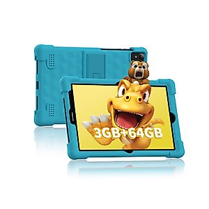 Headwolf Kids Tablet, Android Tablet for Kids 3GB RAM 64GB ROM Toddler Tablet with Case, Unisoc T310 Quad Core 8 Inch Tablet with Parental Control, Kids Software Pre-Installed, Dual Camera, WiFi, GPS