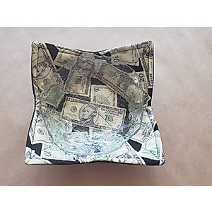 Money Microwave Bowl Cozy Cash Reversible Microwaveable Soup Potholder Bowl Buddy Dollar Bills Kitchen Linens Finance Econ Teacher Gifts Handmade Housewarming Hostess Gift Under 10