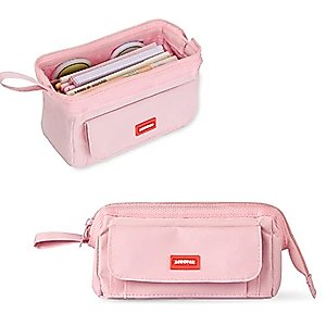 Aobopar Pencil Case, Pink Pen Bag with Zipper, Large Capacity Pencil Pouch with Compartment, Stationery Organizer for People