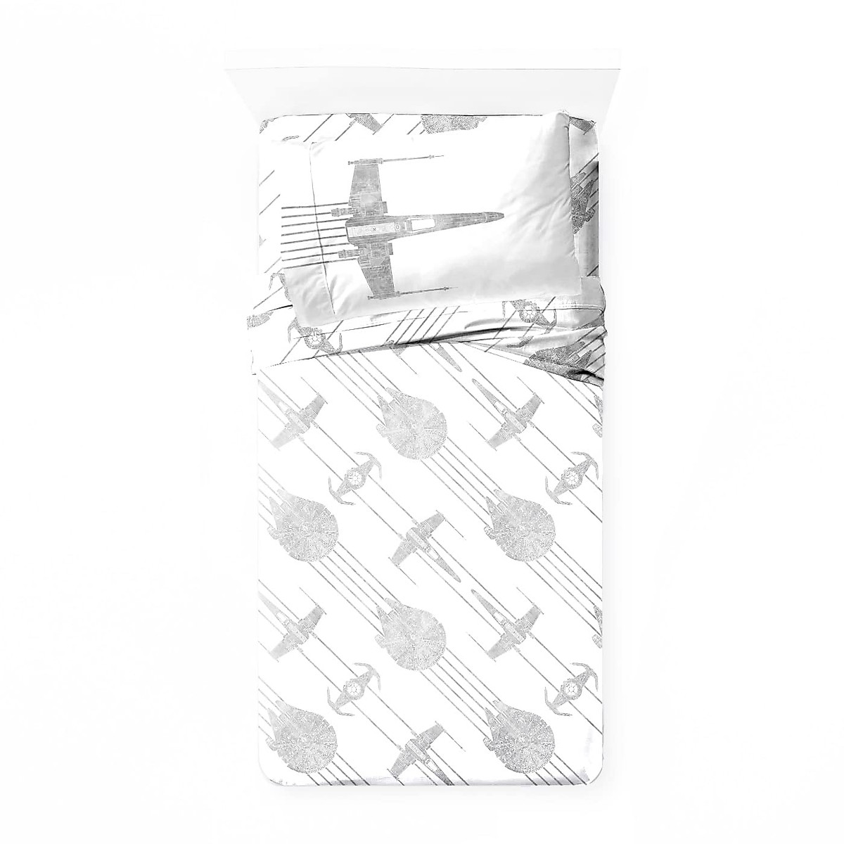 Jay Franco Star Wars Falcon Schematics Full Size Sheet Set - 4 Piece Set Super Soft and Cozy Kid’s Bedding - Fade Resistant Microfiber Sheets