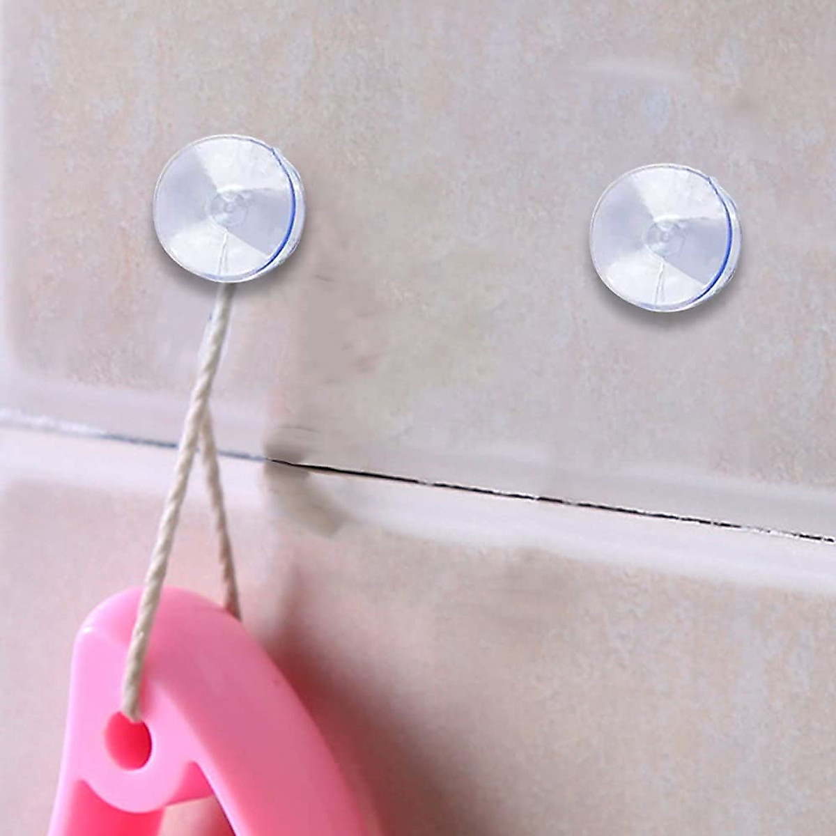 YUANHONGJIAN Suction Cup Plastic Sucker Pads Without Hooks, Clear, 50 Pack Double Sided Suction Cups Sucker Pads Glass Table Top Spacers for Glass Plastic Table Mirror Ceramic