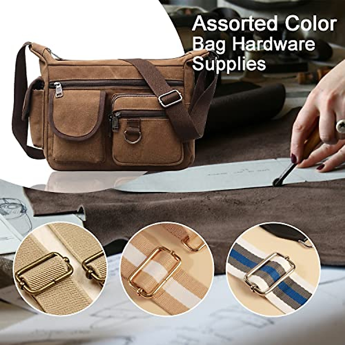 CooBigo 25 Pack 1 Inch Metal Adjustable Slide Buckles Tri-Glide Adjuster Suspender Strap Slider for Purse Bag Hardware Making Supplies Belt Backpack replacement Keeper(Gold)
