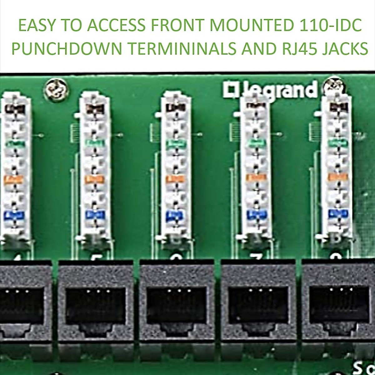 Legrand - OnQ Cat5e Network Interface Module, Wifi Module with 8 Ports, Network Box Provides Connectivity to Ethernet Connected Devices, Black, AC1058