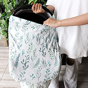 DILIMI Baby Car Seat Cover Green Leaf, Breastfeeding Cover Soft Breathable Infant Carseat Canopy Multifunctional Cover for Stroller/High Chair/Shopping Cart/Car Seat Canopies