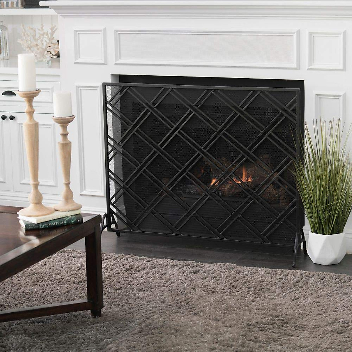 Christopher Knight Home Josette Single Panel Iron Fireplace Screen, Black