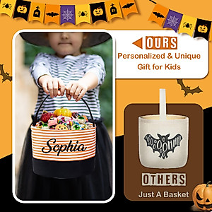 Personalized Halloween Basket - Monogrammed with Name,Trick or Treat Bags,Custom Basket,Candy Bucket for Halloween Party Favor