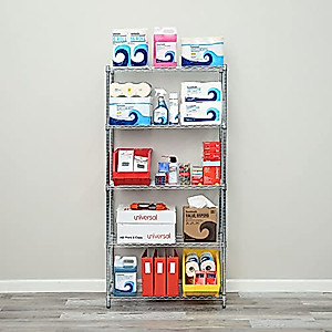 Alera ALESW853614SR Residential Wire Shelving Five-Shelf 36w x 14d x 72h Silver