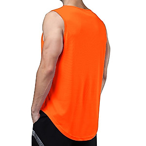 meioro Men's Mesh Tank Top Orange Shirt Quick Dry Sleeveless Shirts Fitting Muscle Tank Tops Sport Round Neck T-Shirt