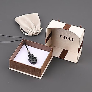 COAI Adjustable Nylon Cord Hamsa Hand Obsidian Black Stone Necklace