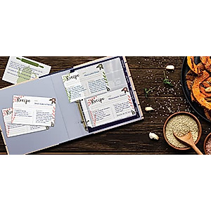 Recipe Card Page Protectors, 50 Count, 4 x 6 inch Pockets, 2 Pockets Per Page, (for 8.5"x 9.5" Binders),by Better Kitchen Products, Recipe Book Pocket Page Refill Sheets, Side Margin Loading,