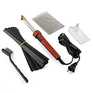 Plastic Welding Kit with Plastic Welder, Rods, Reinforcing Mesh, Hot Iron Stand, Wire Brush, 80 Watt, 120V - For DIY, Arts and Crafts, Car Bumper, Dashboard, Kayak, Canoe, Professional Surface Repair