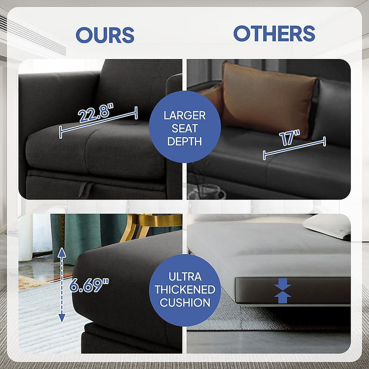 Arathorn Modular Sectional Sofa with Ottoman Oversized U Shaped Sofa Couch with Reversible Chaise, Convertible Sofa Bed Sleeper Modular Sofa Sectional Couch for Living Room, Dark Grey