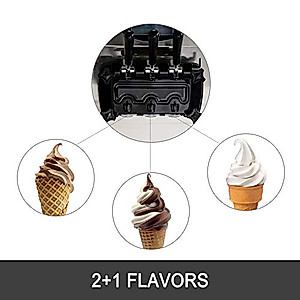 VEVOR 2200W Commercial Soft Ice Cream Machine 3 Flavors 5.3 to 7.4Gallon per Hour PreCooling at Night Auto Clean LCD Panel for Restaurants Snack Bar, Sliver