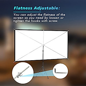 OWLENZ 100" New Upgrade PVC Projector Screen with Tripod Stand 16:9 4K HD Anti Crease Portable Projection Screen for Indoor Outdoor Movie Nights Film Screen