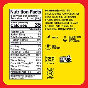Bragg Nutritional Yeast Roasted Garlic Seasoning - 3 oz - Dairy-Free Parmesan Cheese Substitute - Perfect for Salads, Pastas, Popcorn, and More