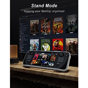 Benazcap Case for Steam Deck 2021/2022 (7 inch)/2023(7.4 inch) Release, Full Body TPU+PC Protective Case Cover with Kickstand, Shockproof Non-Slip Anti-Collision Accessories Skin for Steam Deck -Clear