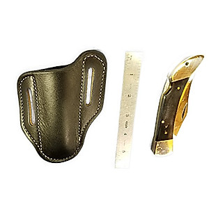 Black Folding Hunter Leather Knife Sheath
